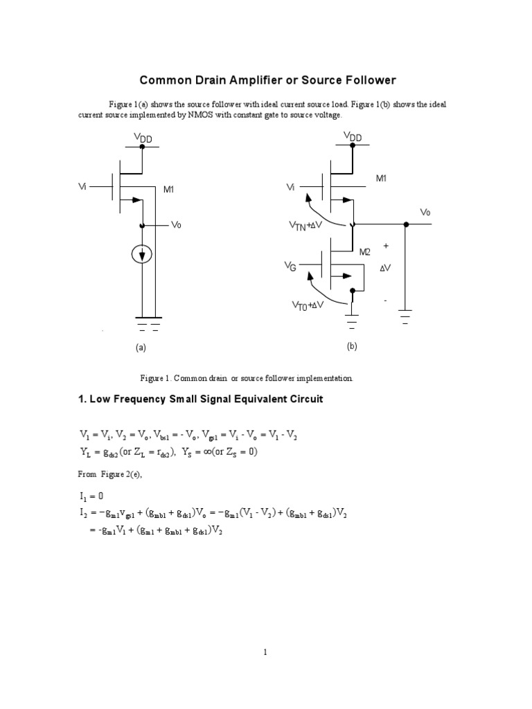 Common Drain Amplifier Analysis | PDF