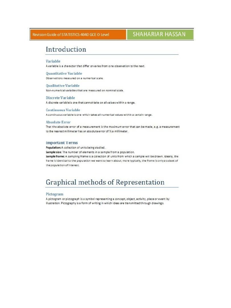 Cambridge Statistics 4040 Gce o Level Revision Guide | PDF