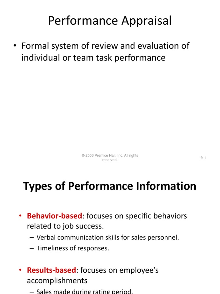 Performance Appraisal: - Formal System of Review and Evaluation of ...