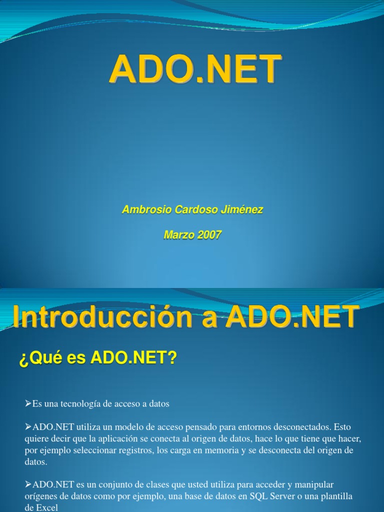Ado Net Pdf Active X Data Objects Servidor Sql De Microsoft