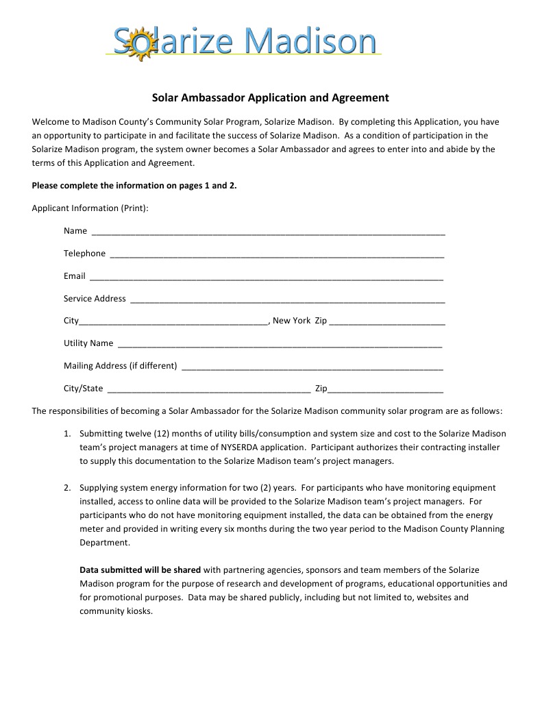 Solar Ambassador Application Form | PDF | Solar Energy | Solar Power