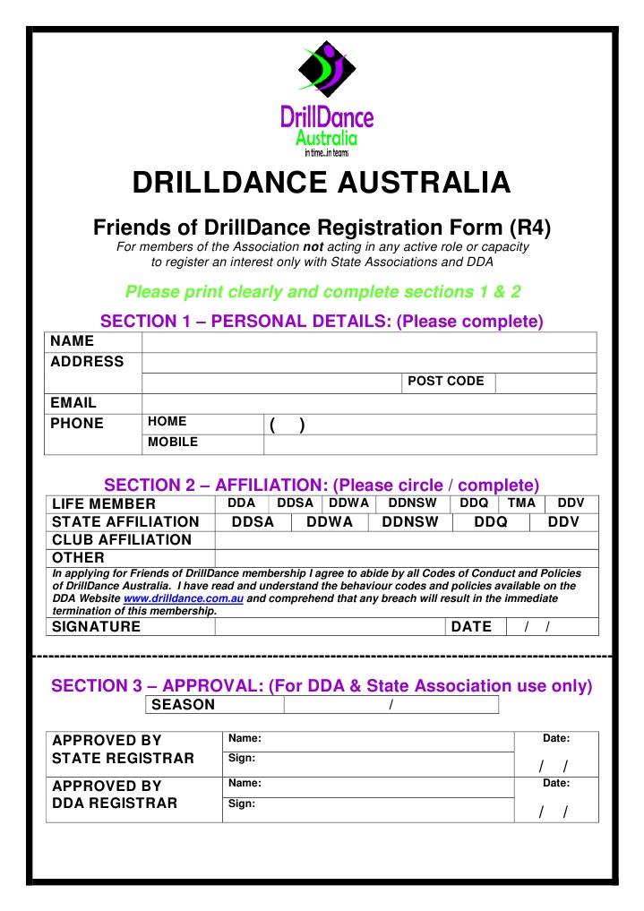 R4 - DDA Registration Form - Friends | PDF