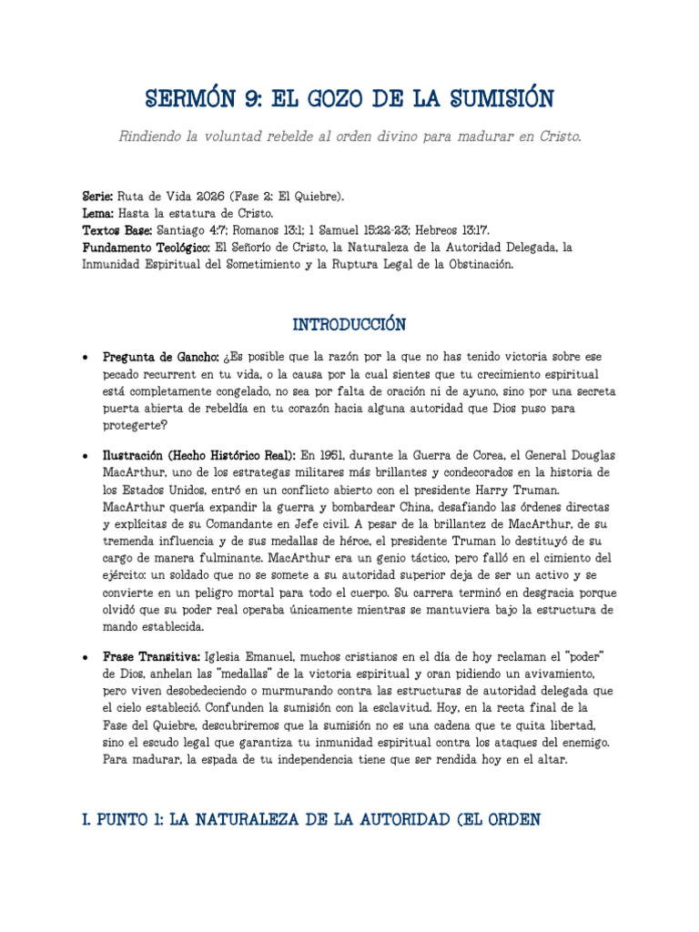 Sermon 9 El Gozo de La Sumision-V2 | PDF | Douglas Mac Arthur | Iglesia ...