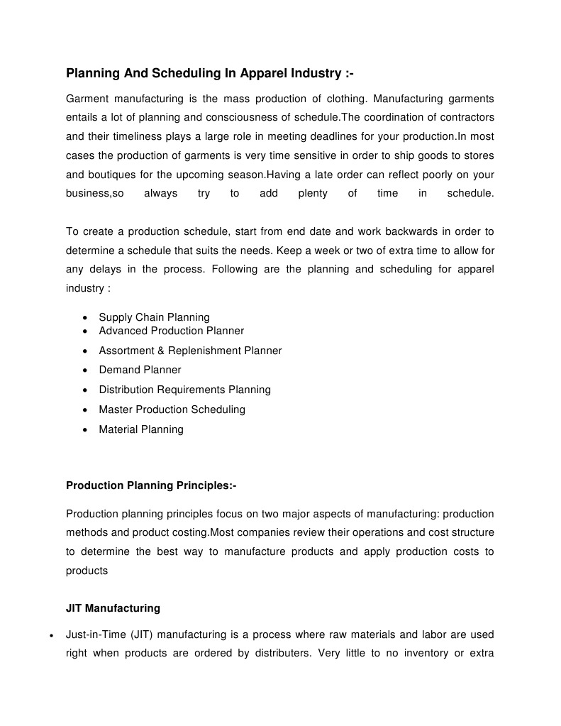 Apparel Production Planning Essentials | PDF | Inventory | Lean ...