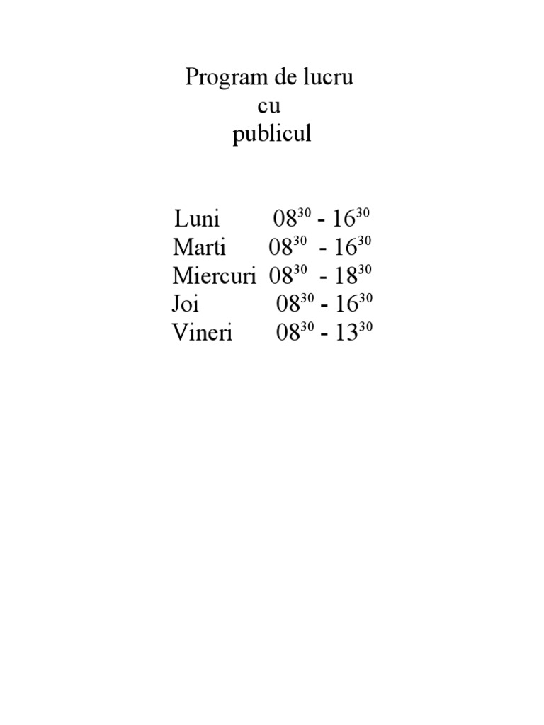 Program de Lucru | PDF