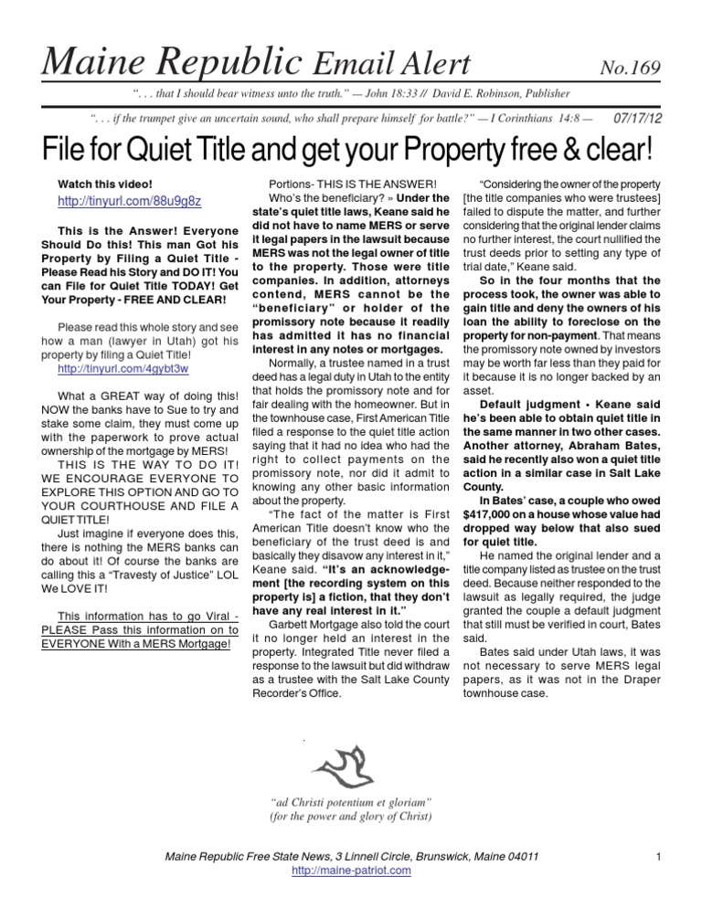 169 - File For Quiet Title | PDF | Deed Of Trust (Real Estate) | Real ...