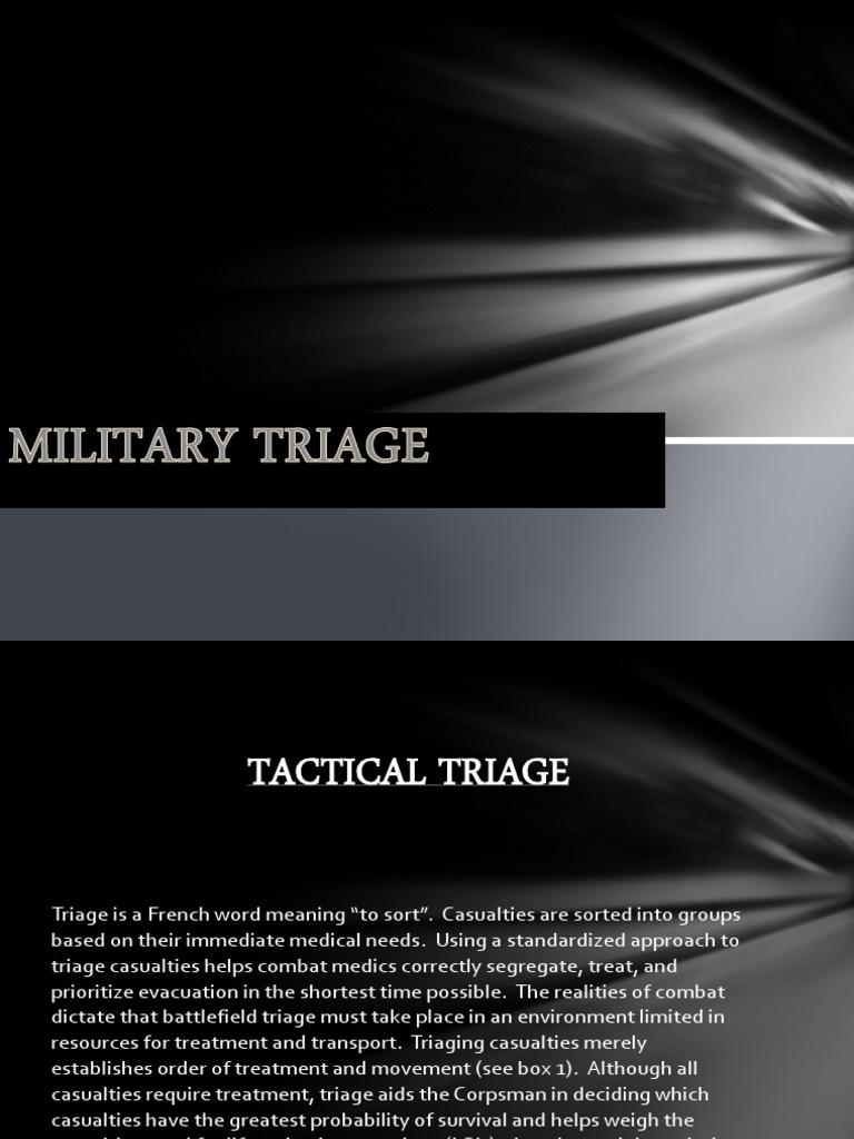 Tactical Triage: Prioritizing Casualties in Combat Through Rapid ...