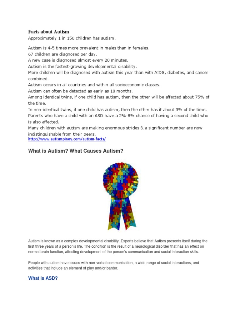 Facts About Autism | PDF | Autism | Pervasive Developmental Disorders