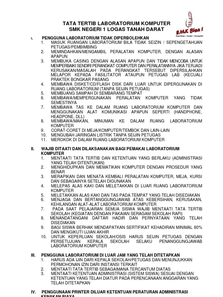 Sop Laboratorium Komputer Smk - Materi Soal