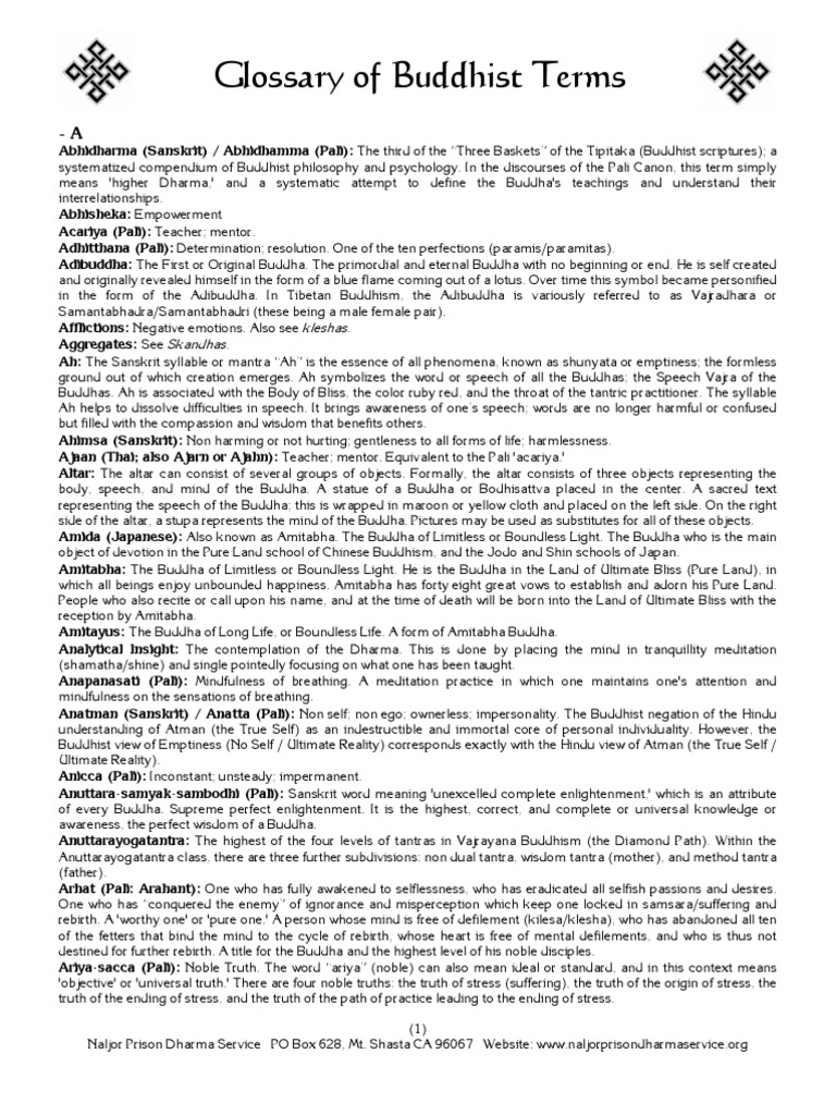 Glossary of Buddhist Terms | PDF | Śūnyatā | Enlightenment In Buddhism