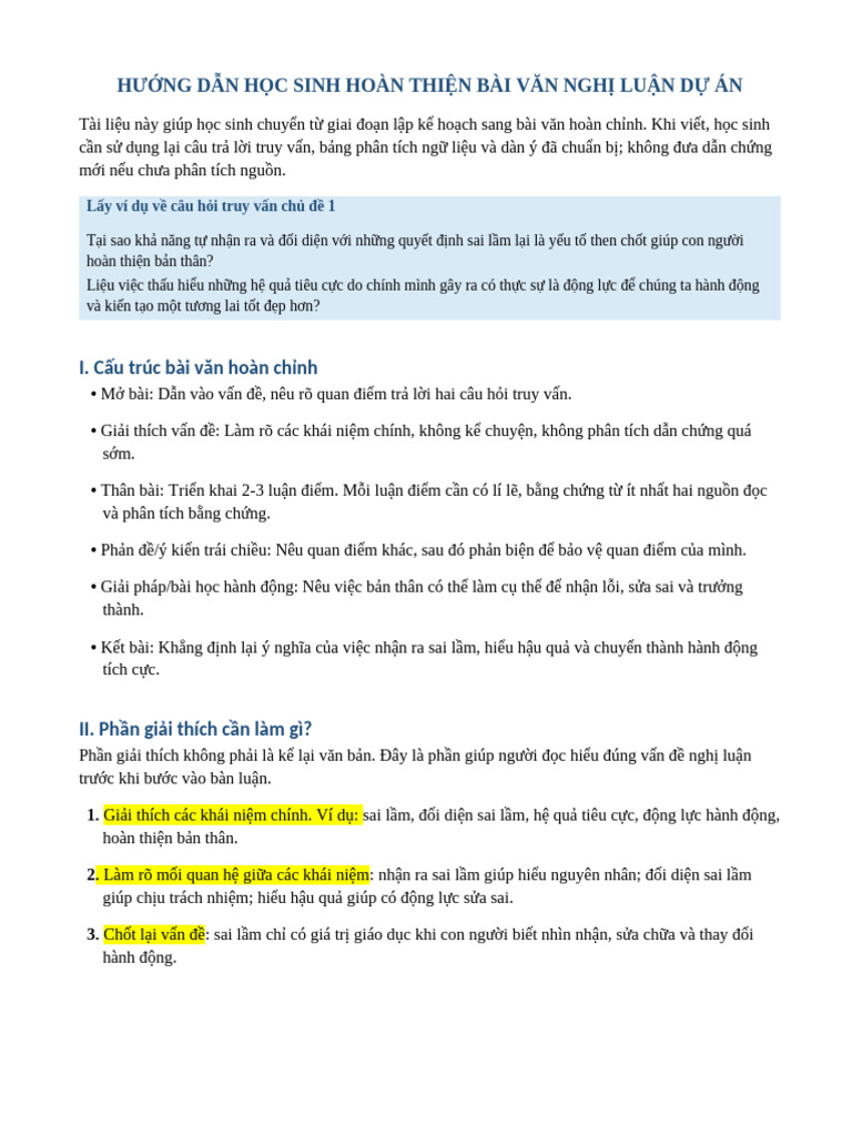 Huong Dan Hoan Thien Bai Van | PDF