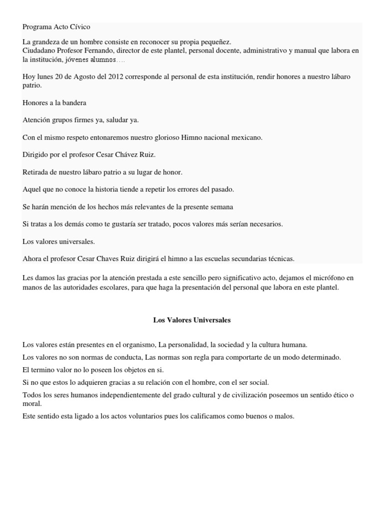 Programa Acto Civico Inicio Curso | PDF