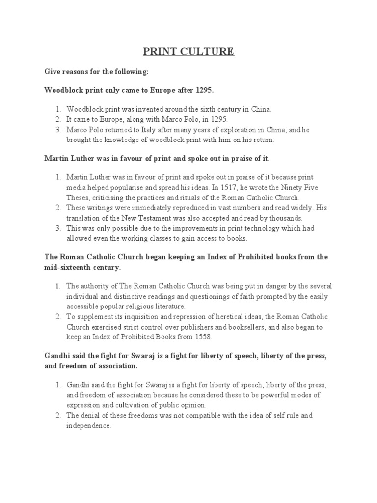 The Rise and Impact of Print Culture: Exploring the Spread of Ideas ...