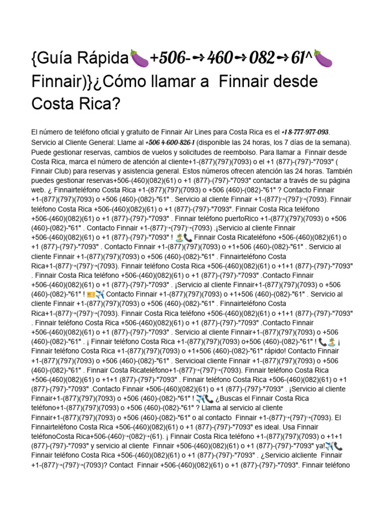 Servicio Al Cliente (+506-4600-8261) Finnair General CR Loki | PDF
