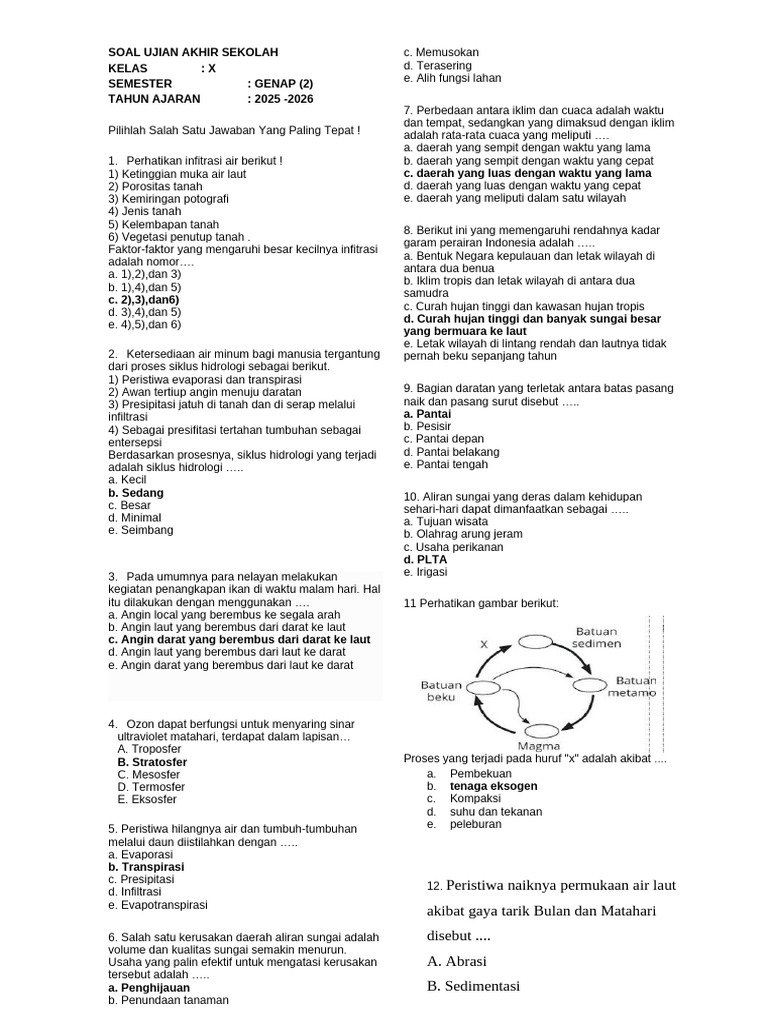 Jawaban Soal Uas Geo Kls x Smtr 2 2025-2026 | PDF