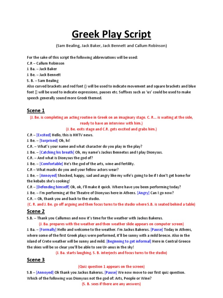 Greek Play Script | PDF | Theatre