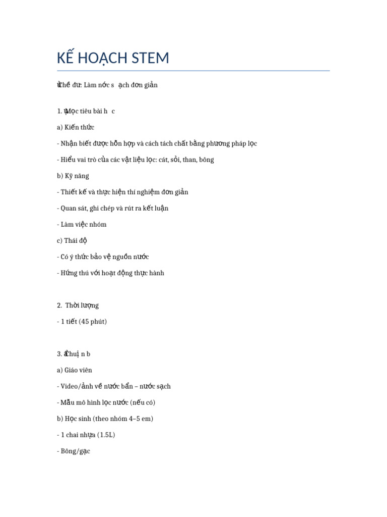 STEM Nuoc Sach Day Du | PDF