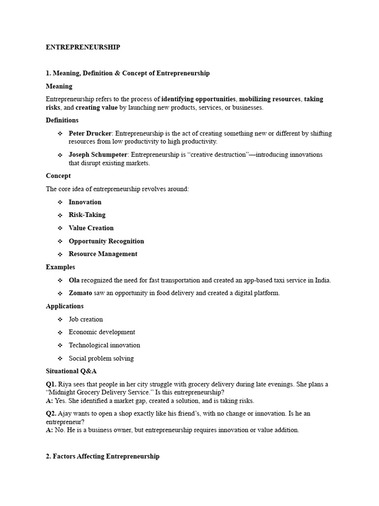 Unit 2 Notes & Examples | PDF | Entrepreneurship | Startup Company