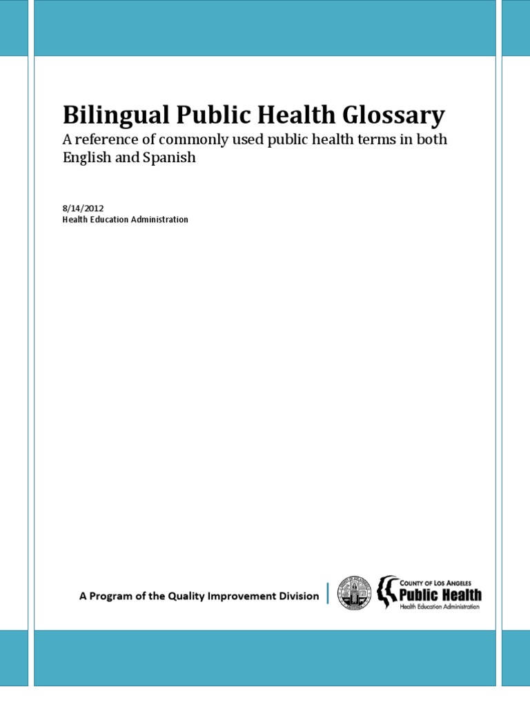 Bilingual Public Health Glossary: A Reference of Commonly Used Public ...