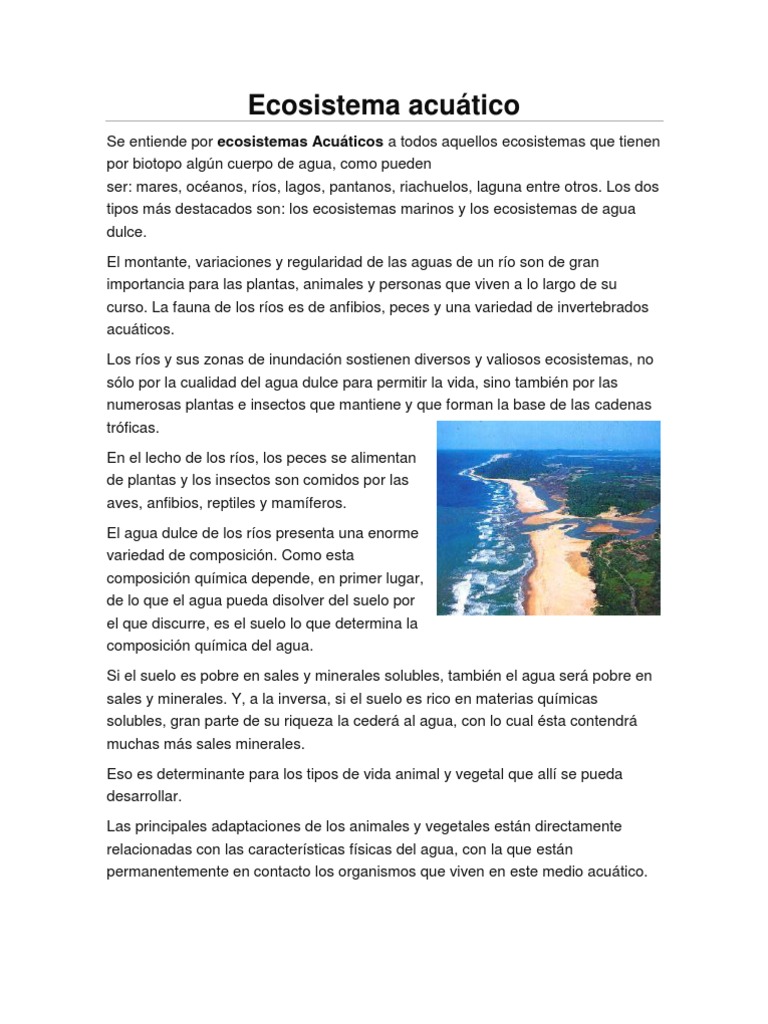Ecosistema Acuático | Descargar gratis PDF | Ecosistema acuático ...
