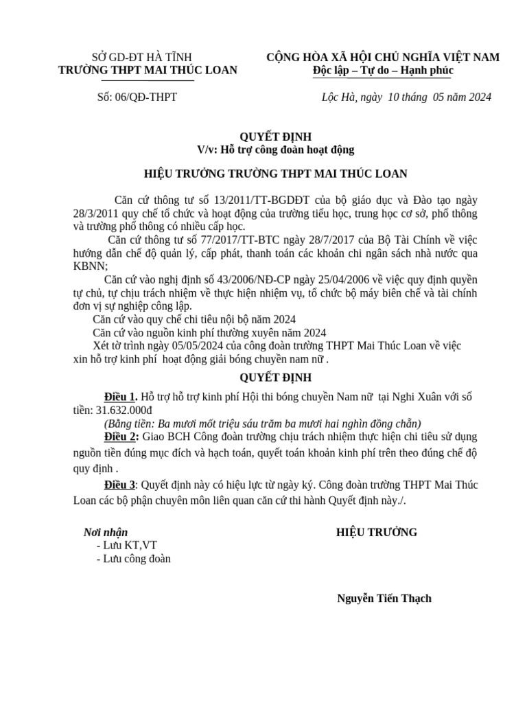 QĐ H TR CĐ - MTL | PDF