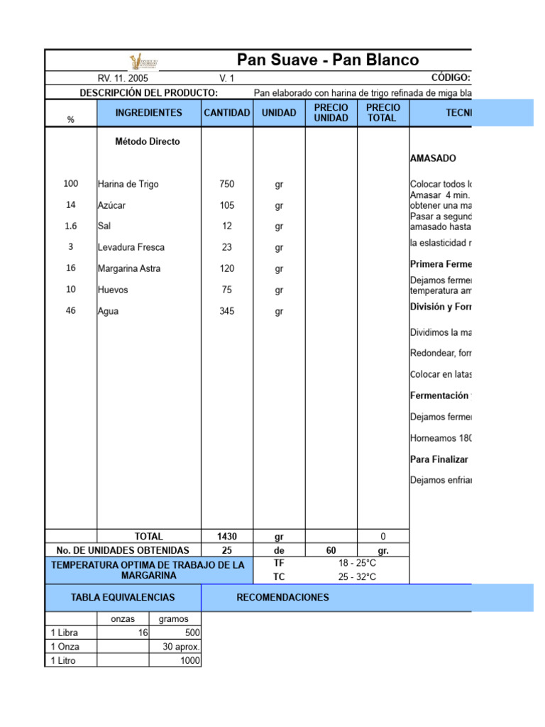 Formulas Panaderia Pasteleria Compress | PDF | Panes | Libra (masa)