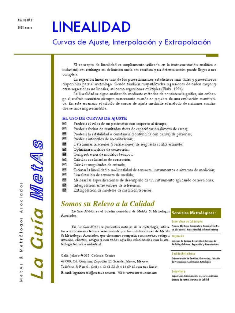 Algo de Linealidad | PDF | Metrología | Análisis de regresión