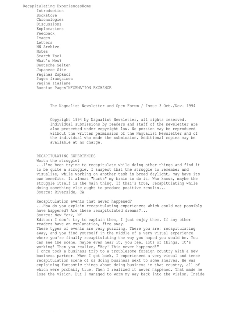 Recapitulating Experiences | PDF | Memory