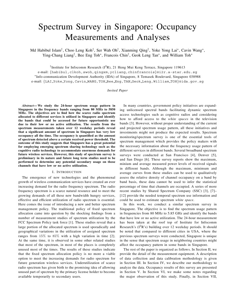 Spectrum Occupancy | PDF | Radio Spectrum | Cognitive Radio