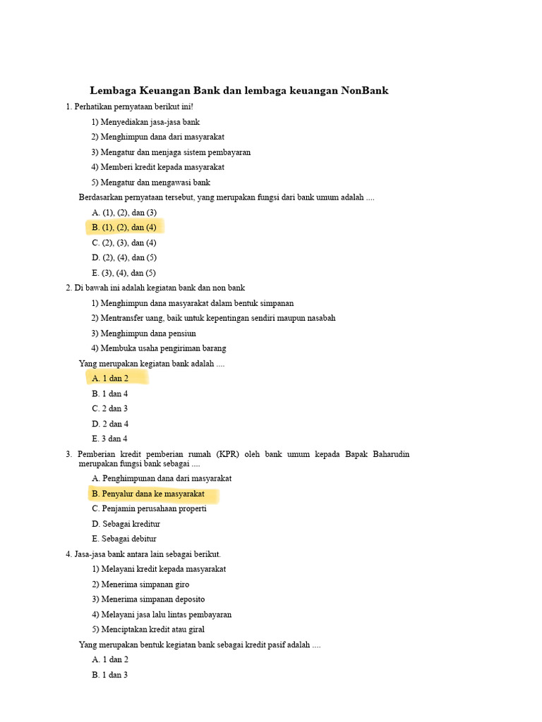 Kumpulan Latihan Soal Bank Dan LKBB.docx | PDF