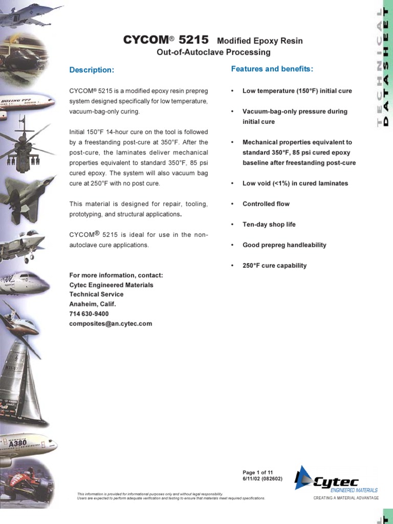 Cycom 5215 | PDF | Composite Material | Epoxy