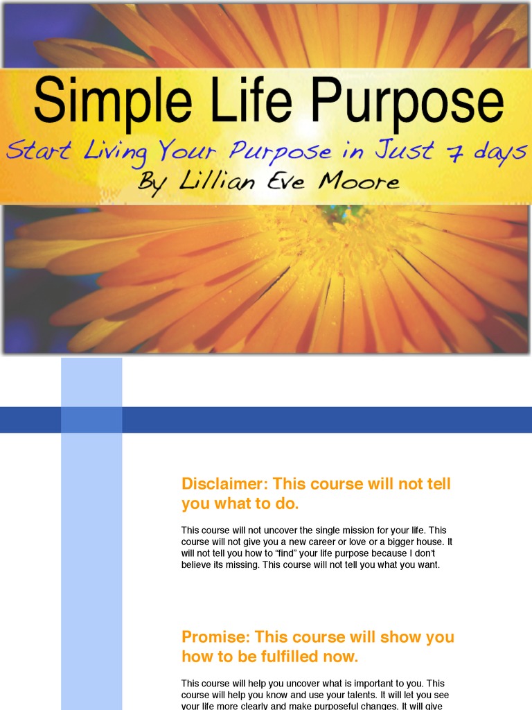 A Simple Life Purpose | PDF | Feeling | Goal
