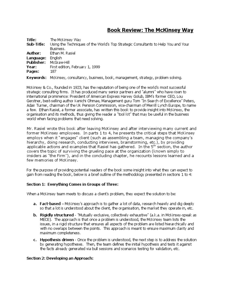 Book Review - The McKinsey Way | PDF | Mc Kinsey & Company | Hypothesis