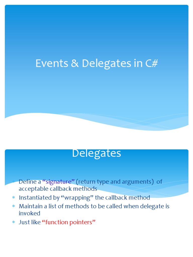 Events & Delegates in C# | PDF | C Sharp (Programming Language) | C ...