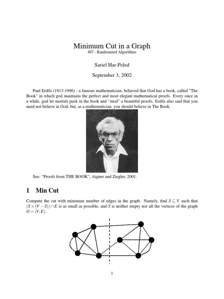 Minimum Cut in A Graph | PDF | Vertex (Graph Theory) | Discrete Mathematics
