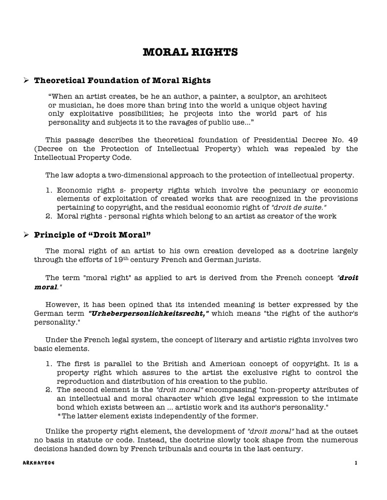 Understanding Moral Rights in Art | PDF | Intellectual Property | Copyright