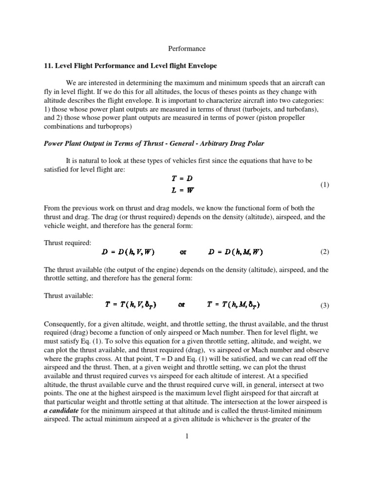 Level Flight Performance and Level Flight Envelope | PDF | Drag ...