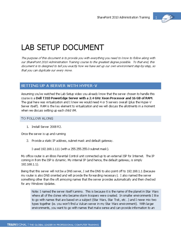 Lab Setup | PDF | Hyper V | Active Directory