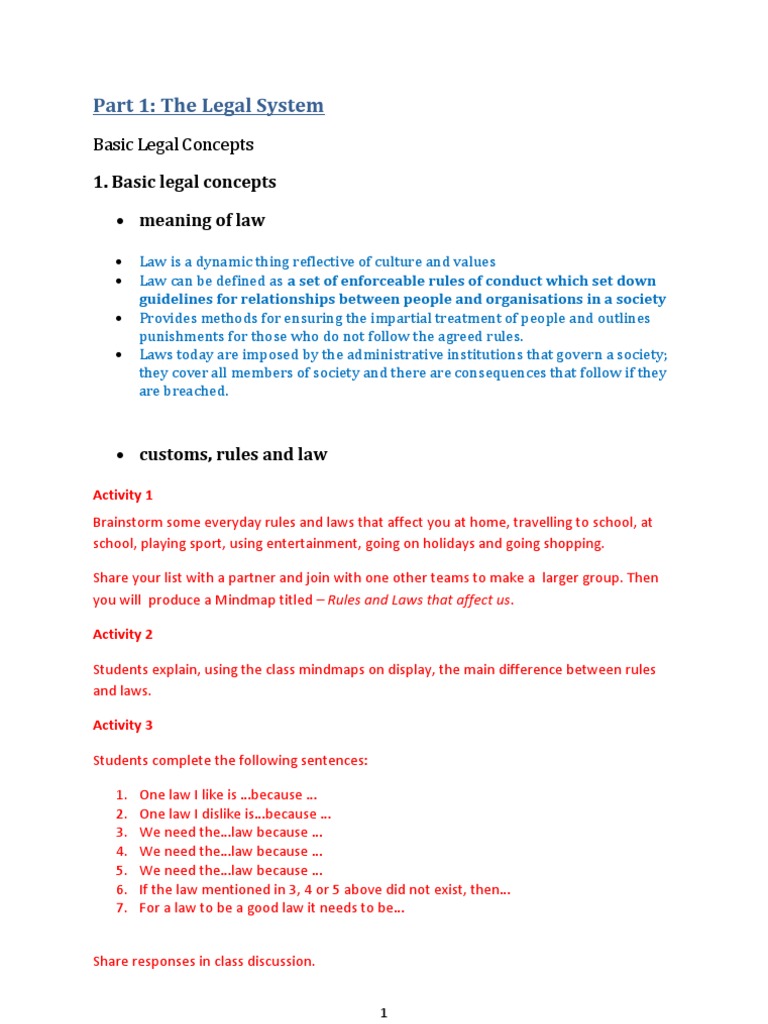 Basic Legal Concepts Study Notes | PDF | Jurisprudence | Rule Of Law
