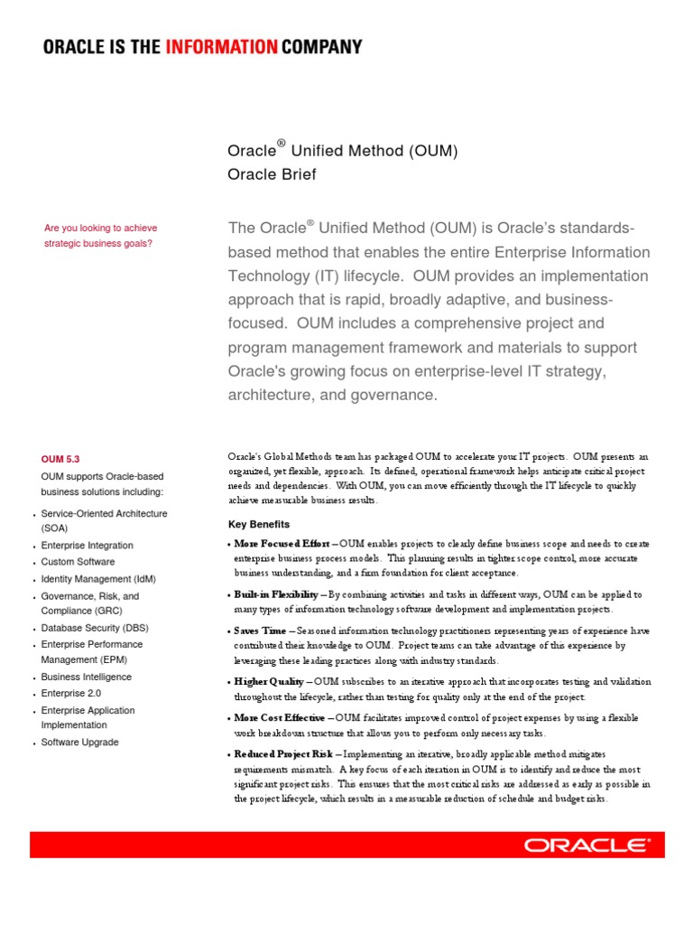 Oracle Unified Method Oum Pdf Product Lifecycle Business Process