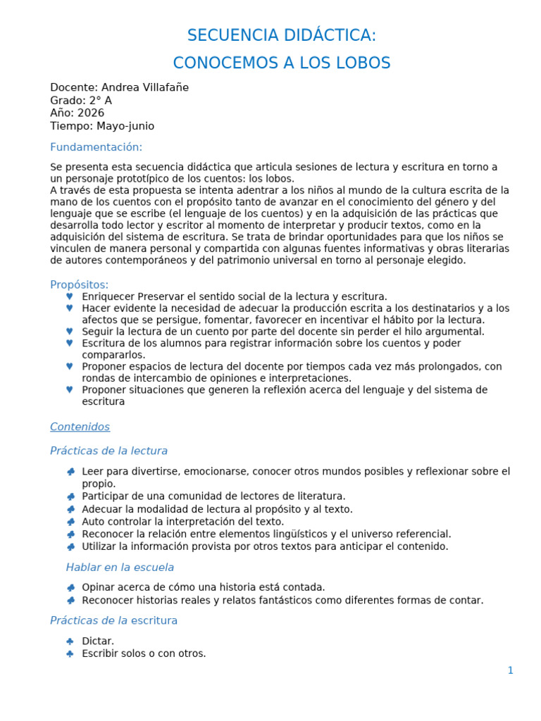 Secuencia Didáctica. Lobos 2026 | PDF | Comunicación humana