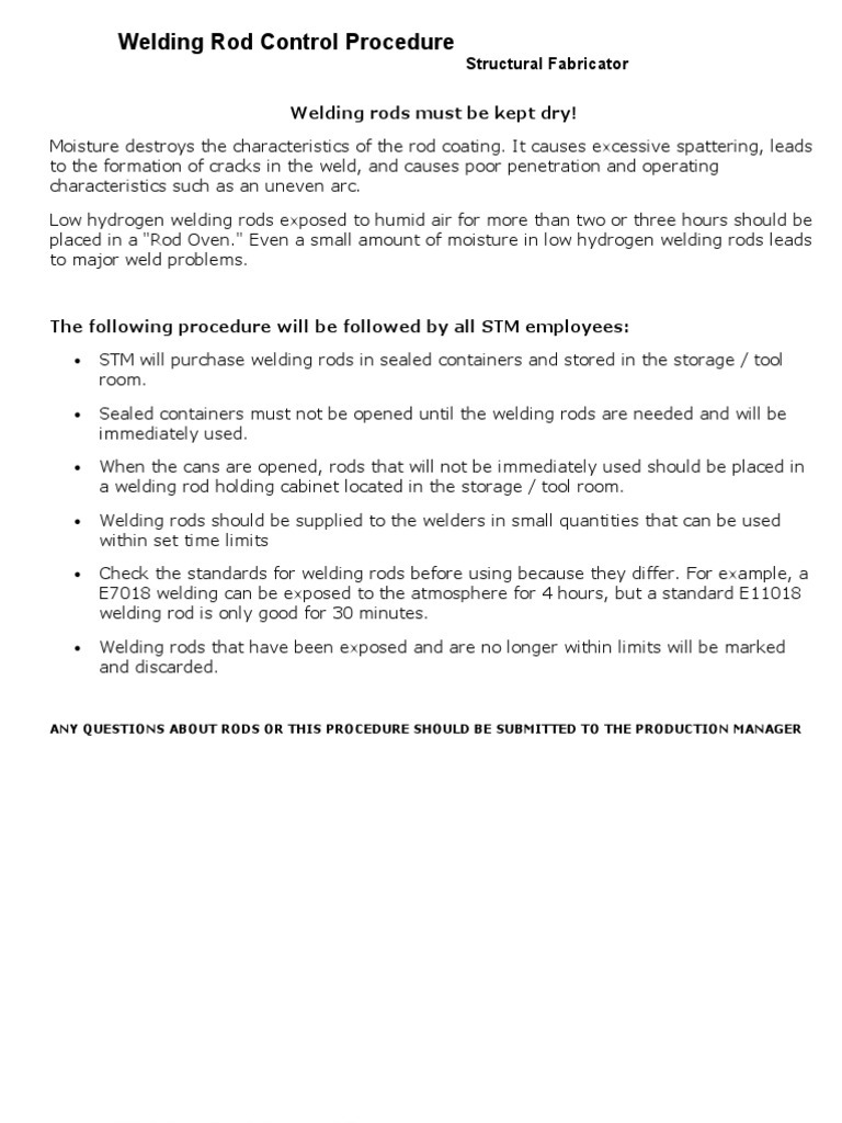 Web Upload - Welding Rod Control Procedure | PDF | Welding | Construction
