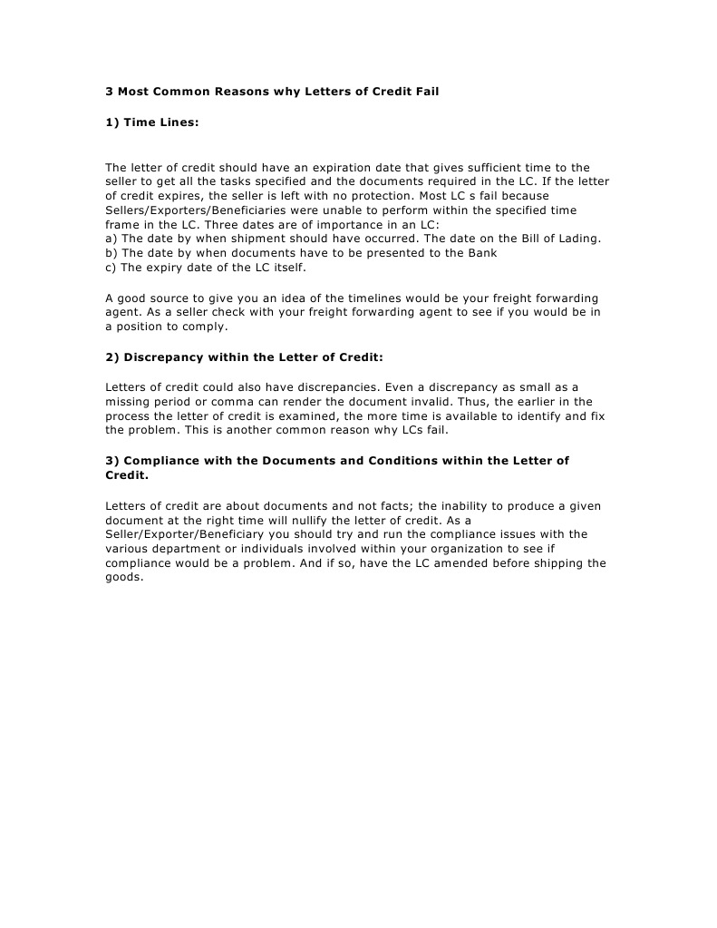 Common Letter of Credit Failures | PDF | Business