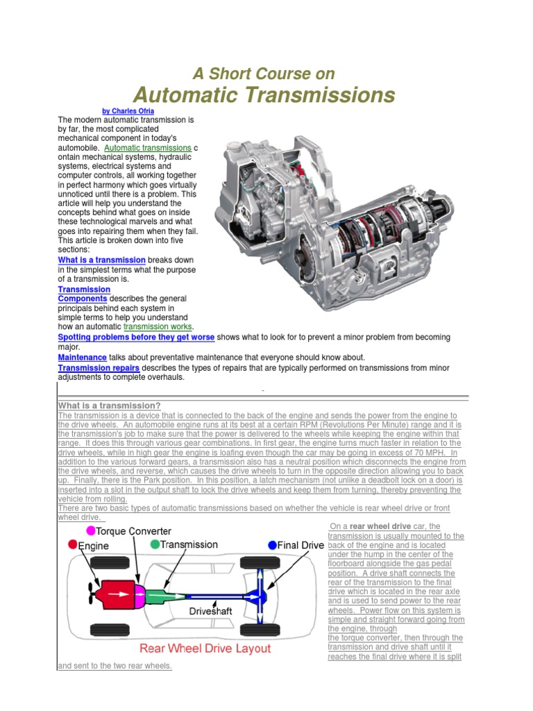 Automatic Transmissions: A Short Course On | PDF | Transmission ...