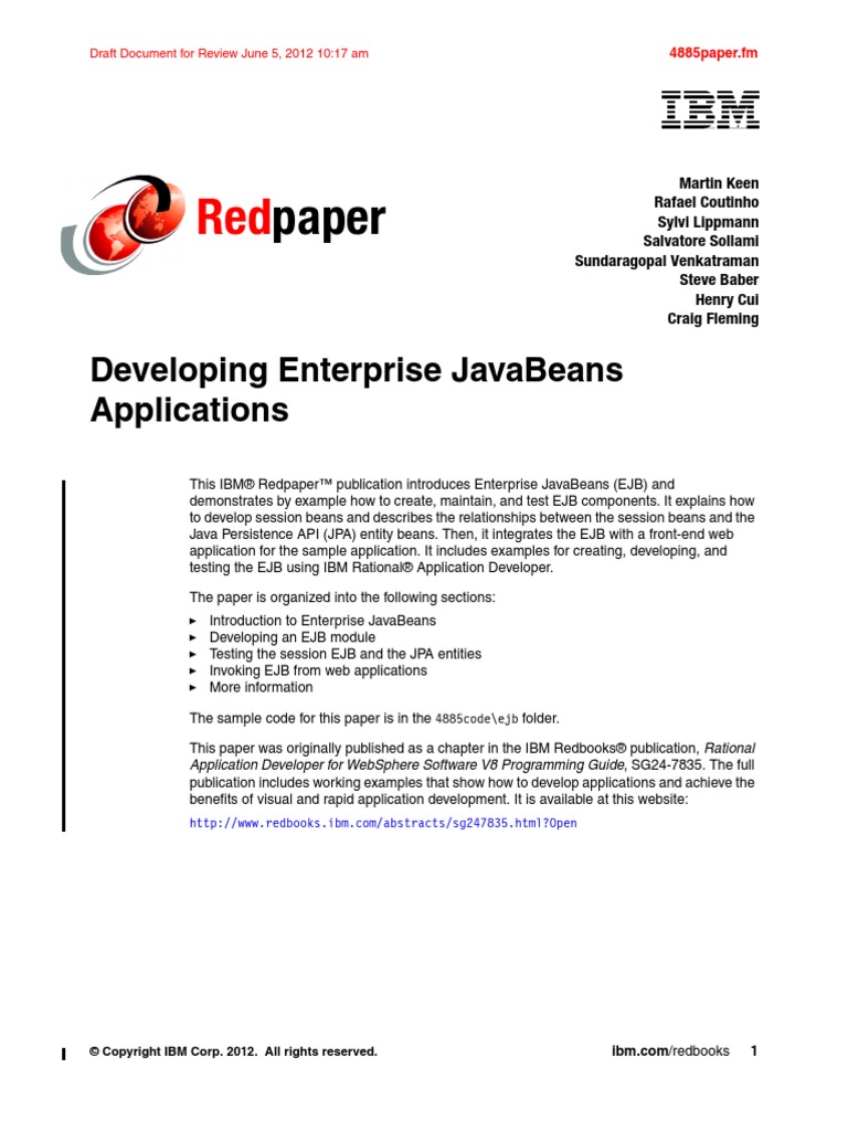 Paper: Developing Enterprise Javabeans Applications | Download Free PDF ...