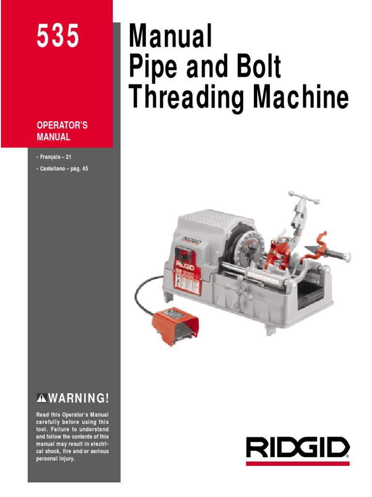 Manual Pipe and Bolt Threading Machine: Warning! | PDF | Screw | Switch