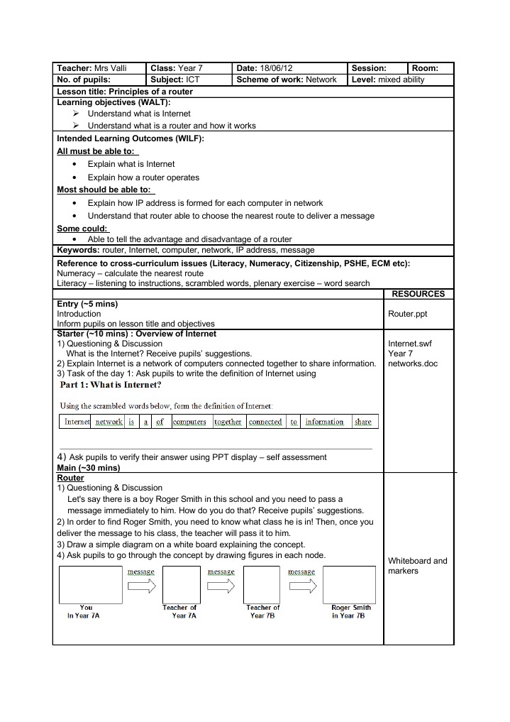 Router Lessonplan | PDF | Router (Computing) | Computer Network