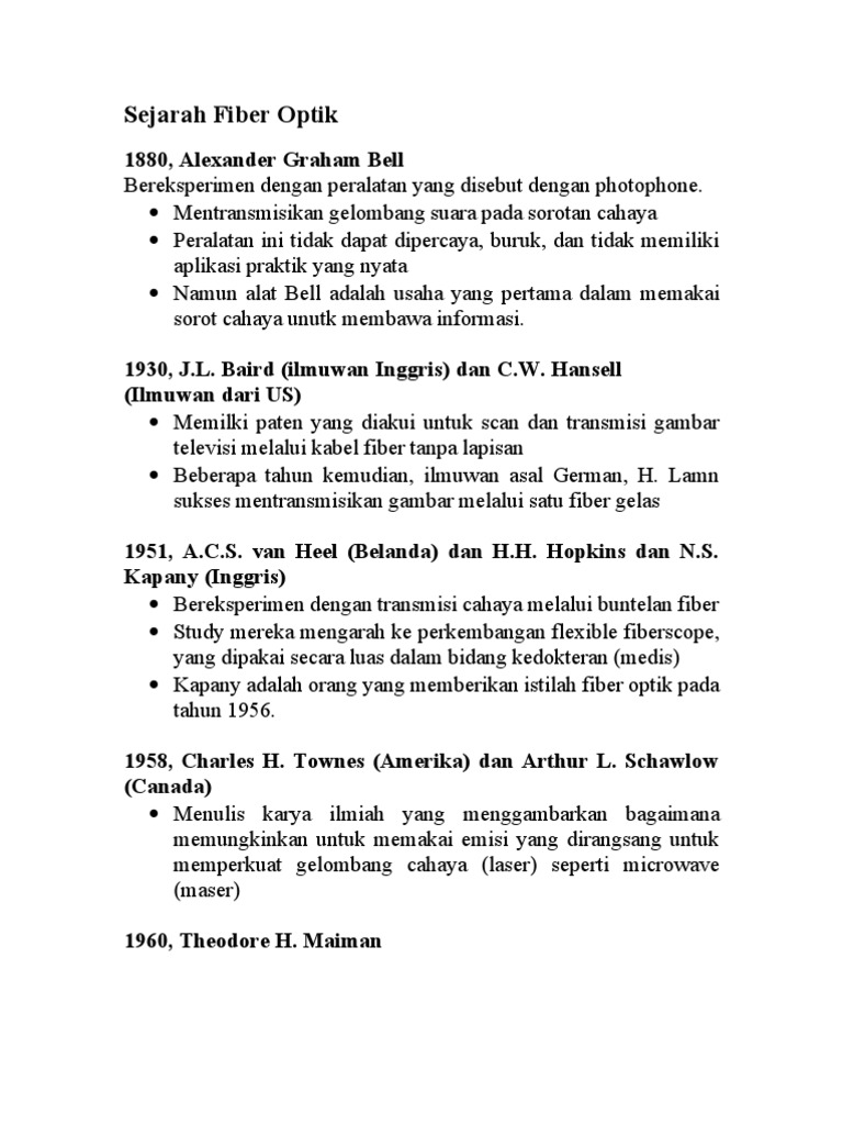 Fiber Optic | PDF | Komputer | Teknologi & Rekayasa