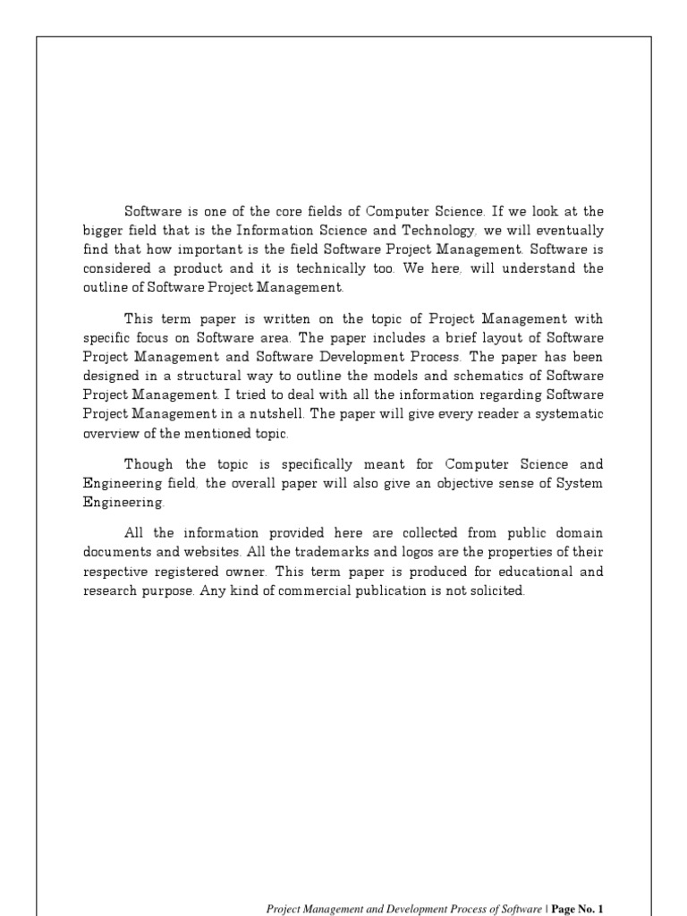 Term Paper On Software Project Management | PDF | Software Development Process | Project Management