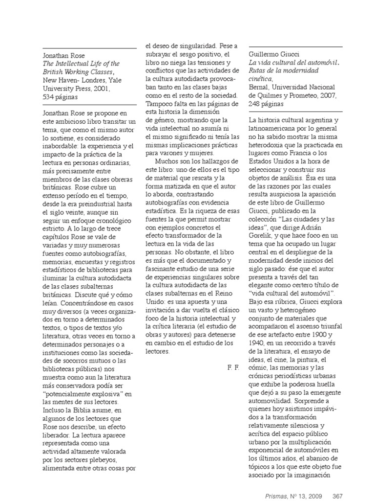 Sobre El Libro de Jonathan Rose: The Intellectual Life of The British ...